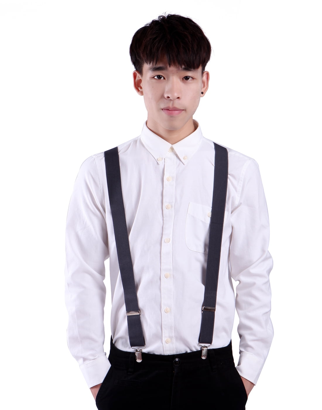 HDE Men's Big and Tall X-Back Clip Suspenders 1.5" Wide Adjustable 55 ...