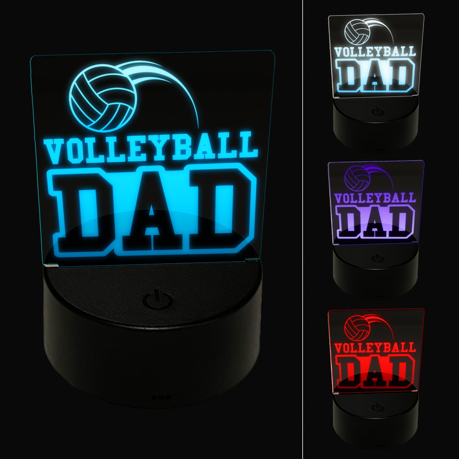 Volleyball Dad Text with Ball LED Night Light Sign 3D Illusion Desk ...