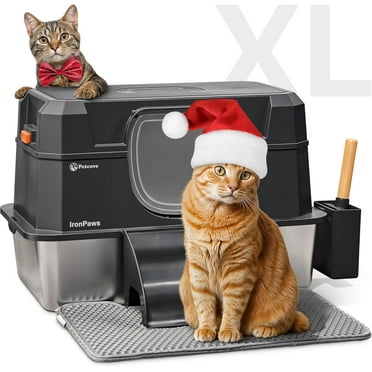 Citylife Enclosed Stainless Steel Cat Litter Box with Lid Extra Large ...