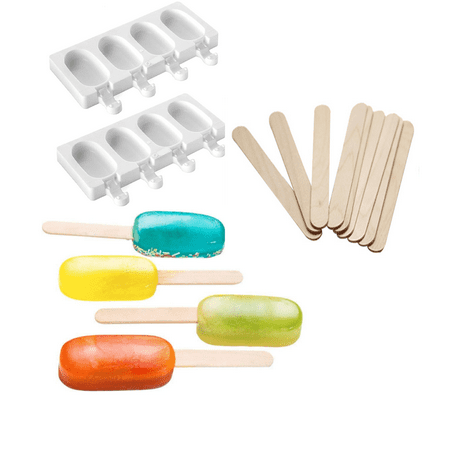 Ice cream molds silicone mold for 4 ice cream sticks 70 ml each with 50 ...