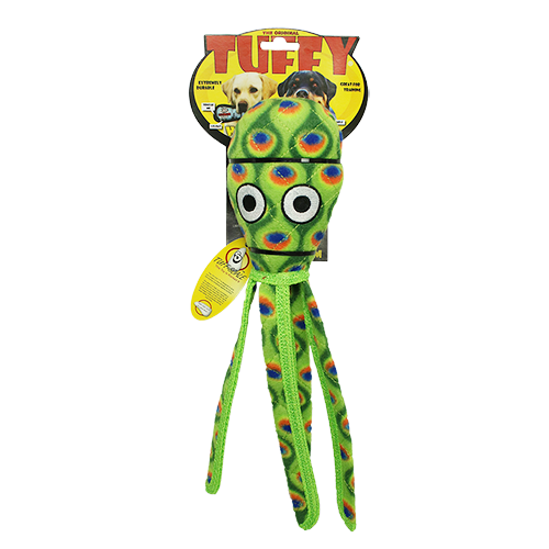 Tuffys Ocean Creatures Squid Green, Squeaky and Durable Dog Toy ...