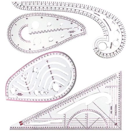 Sewing Ruler Set (4 Pieces) - Metric Ruler Set French Curves Pattern ...