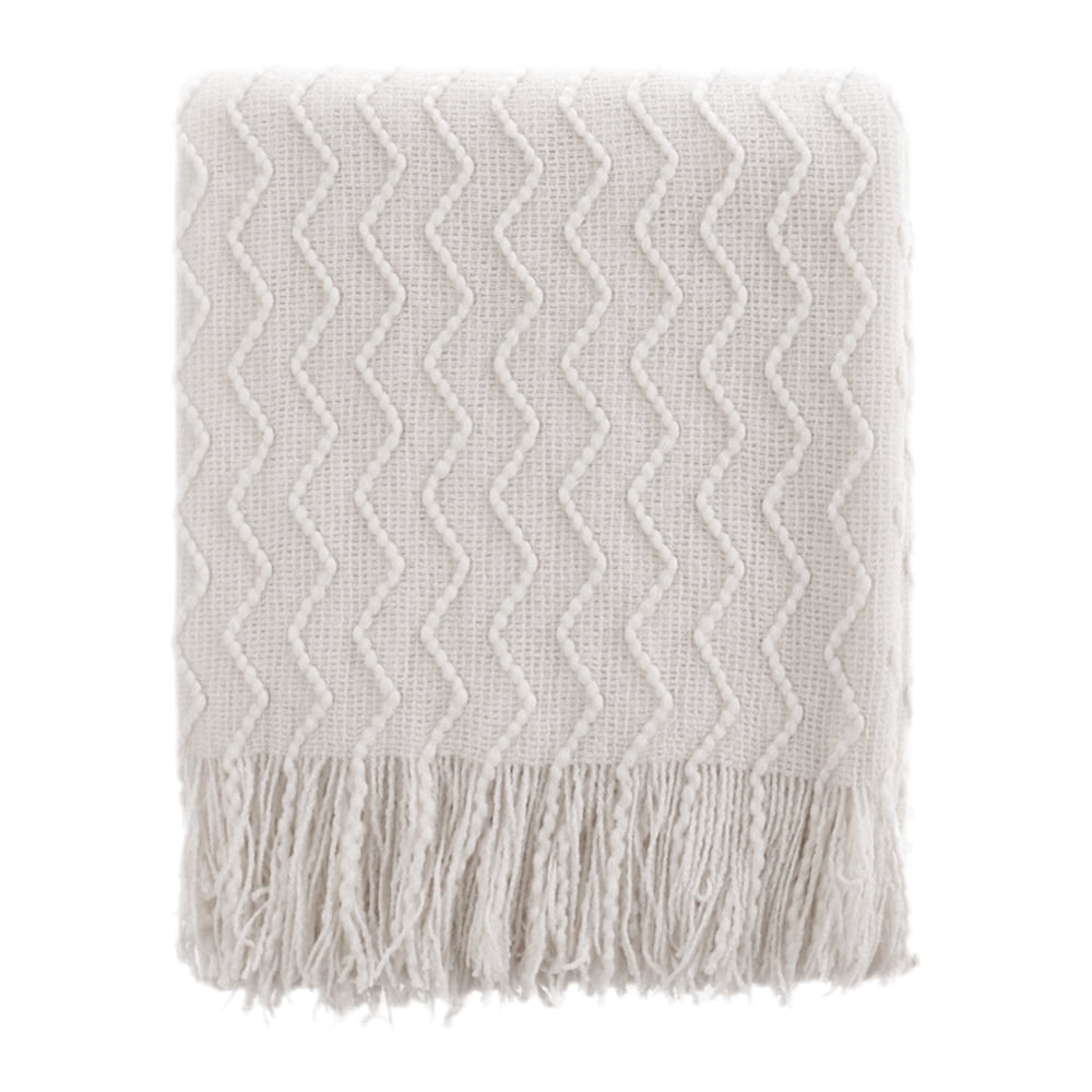 Battilo White Throw Blanket for Couch, Textured Soft White Throws ...