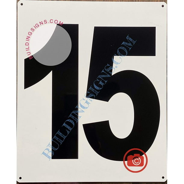 Large Number 15 Sign -Metal Sign - Parking LOT Number Sign (White ...