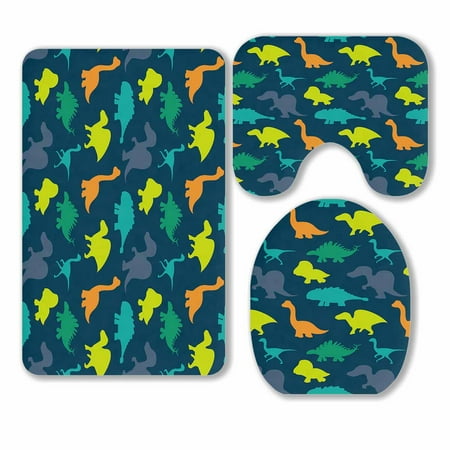 YUSDECOR Dinosaurs 3 Piece Bathroom Rugs Set Bath Rug Contour Mat and ...
