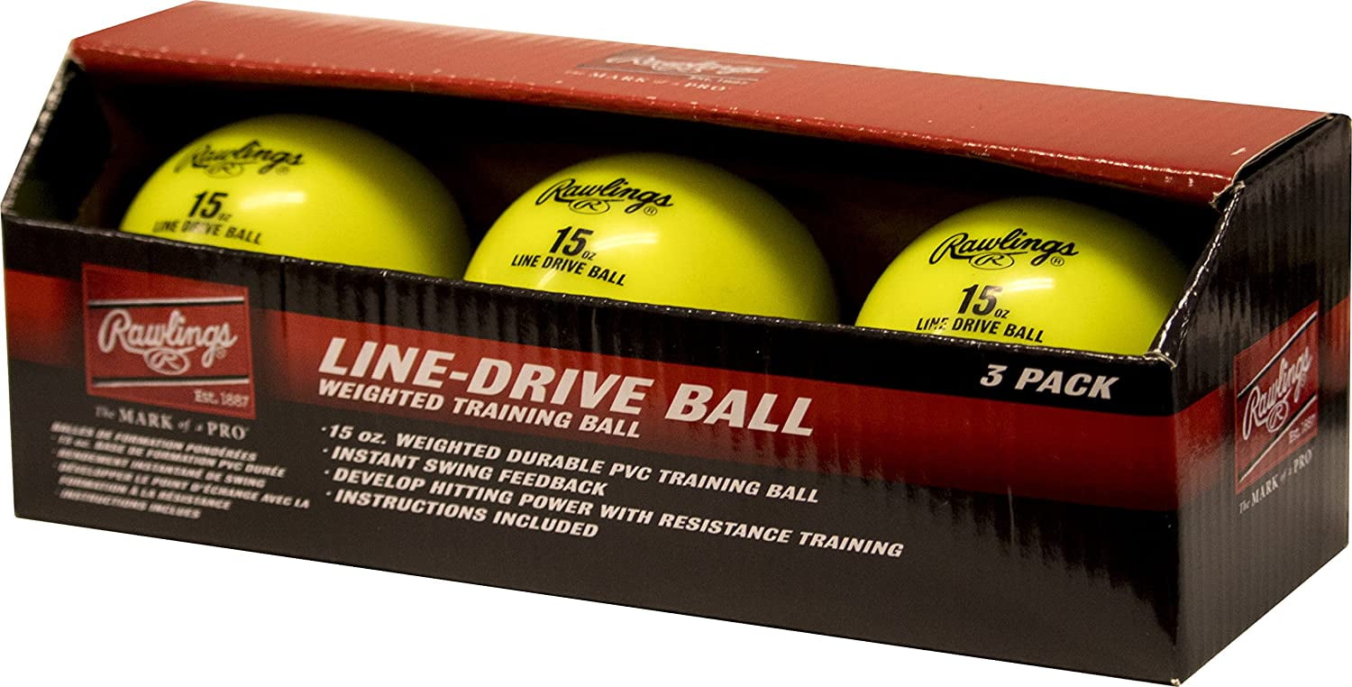 Rawlings Line-Drive Weighted Training Balls 3 Baseballs 15 oz. Yellow ...