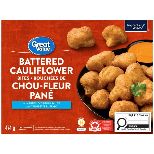 Great Value Battered Cauliflower Bites with Buffalo Dipping Sauce, 474 ...