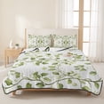 Twin Quilt Bedding Set Garden Plant Leaves Breathable Summer Cooling ...