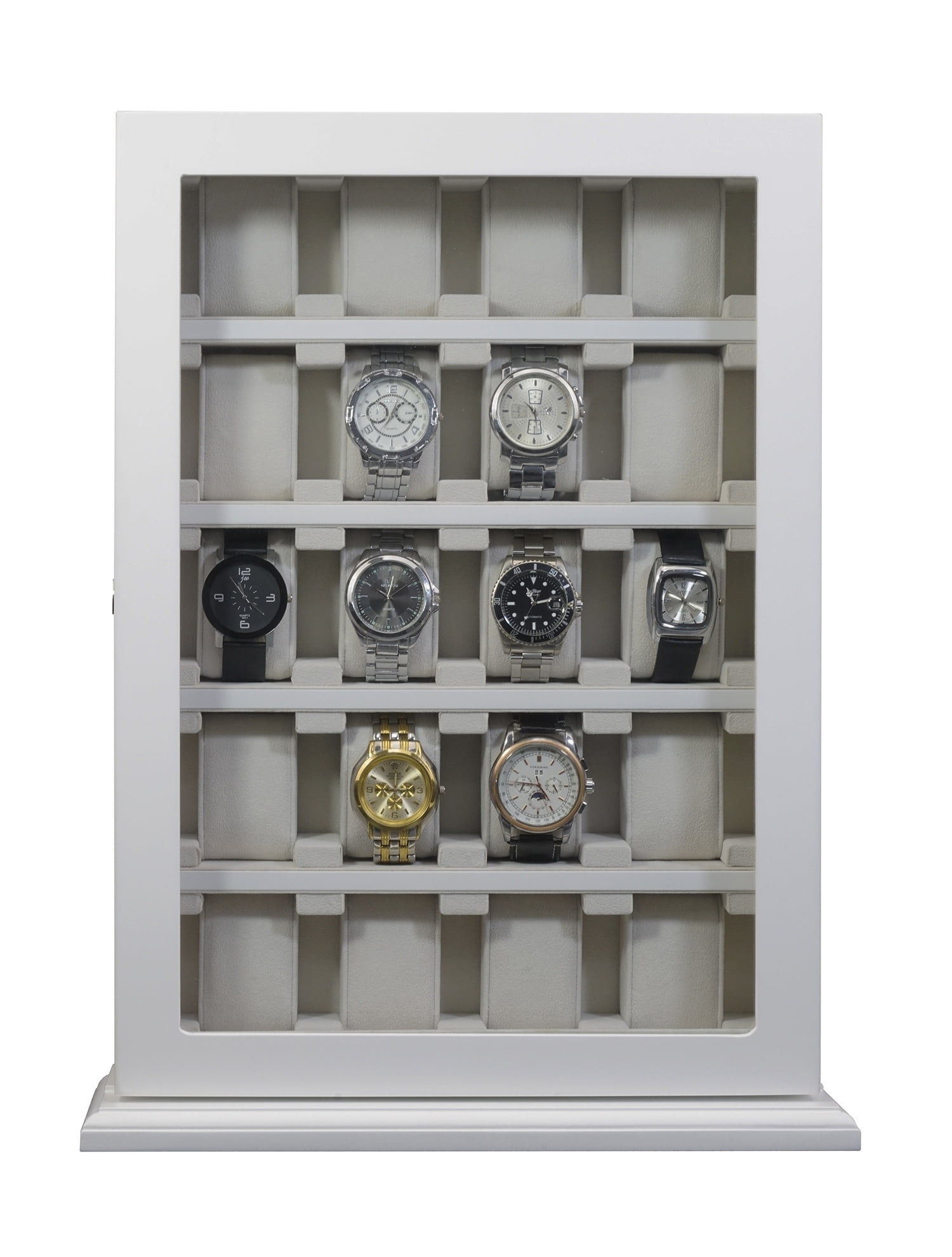 20 Piece White Wood Watch Display Wall Hanging Case and Storage ...