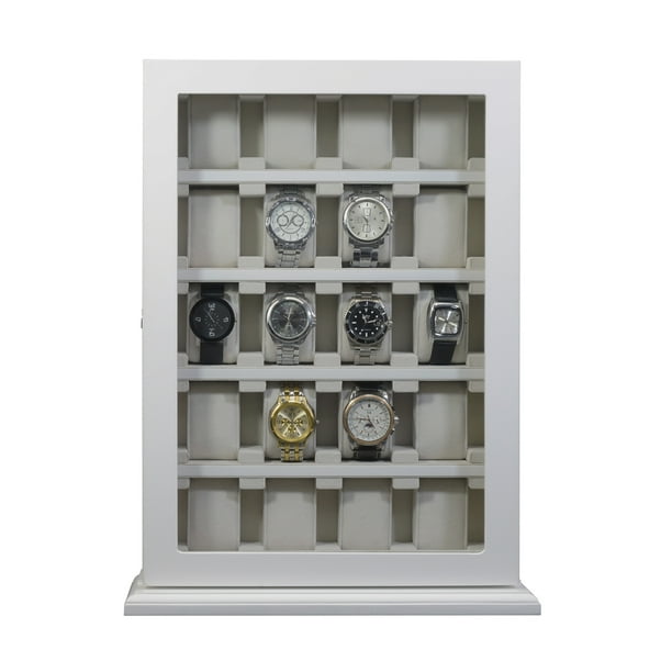 20 Piece White Wood Watch Display Wall Hanging Case and Storage ...
