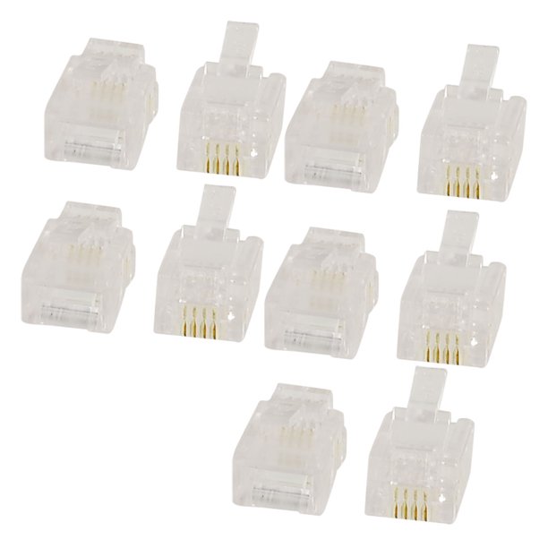 Unique Bargains 10 x Clear Plastic Shell Modular 6P4C RJ11 Plug ...