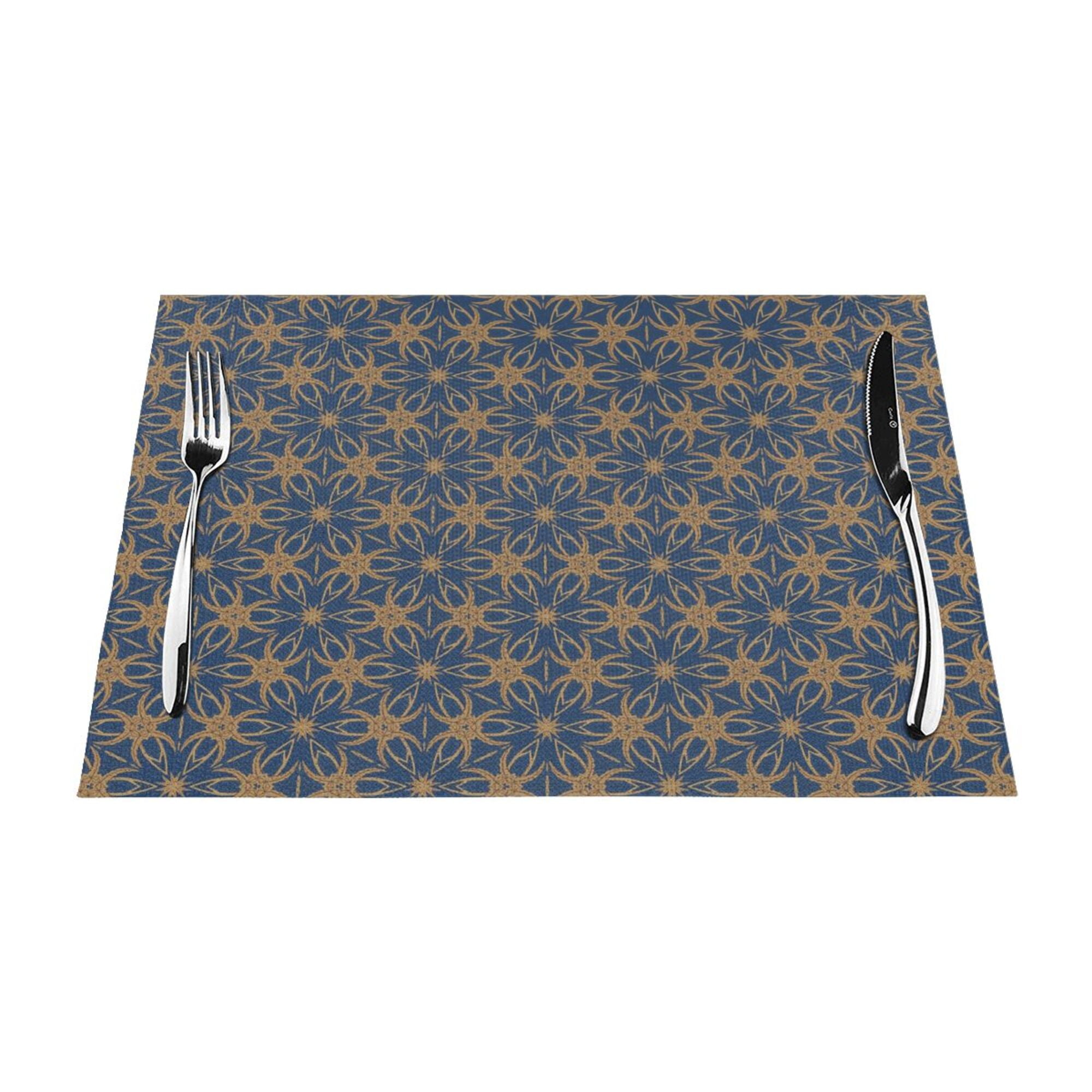 YFYANG Washable Heat-Resistant Placemats, 70% PVC/30% Polyester, Blue ...
