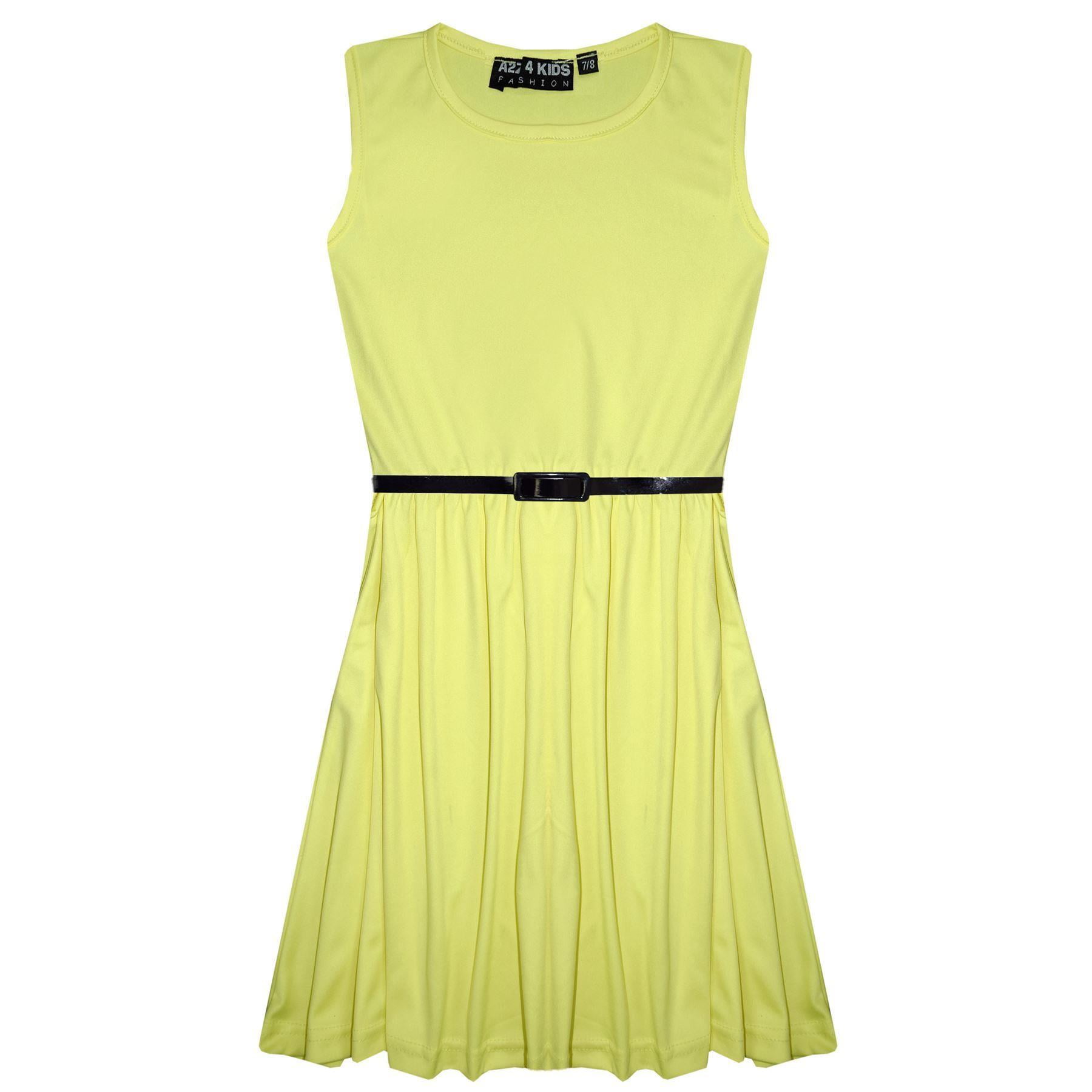 Girls Skater Dress Kids Party Dresses With Free Belt 5 6 7 8 9 10 11 12 ...