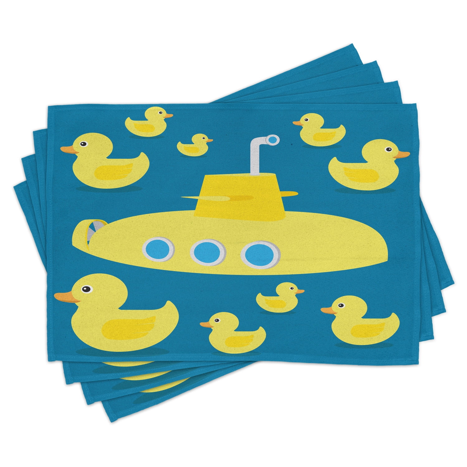 Ambesonne Rubber Duck Place Mats Set of 4, Yellow Submarine, Standard ...