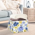 Blue and Yellow Flowers Elegant Texture Foldable Storage Bins with Lids ...