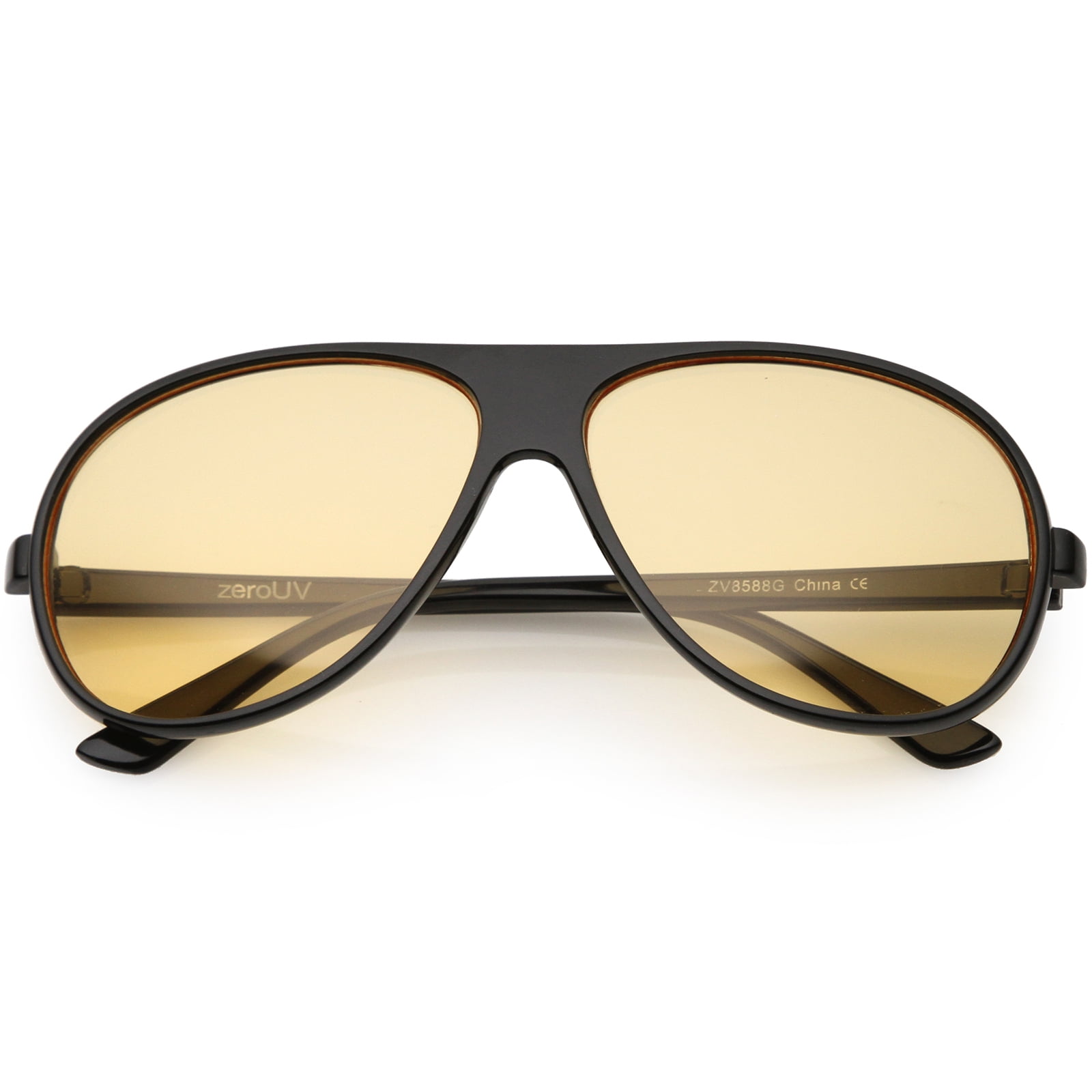 Retro Oversize Flat Top Aviator Sunglasses Teardrop Lens 64mm (Shiny ...