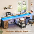 Sedeta 2 Person Desk, 94.5 inch Long with Storage, Monitor Stand, Power ...