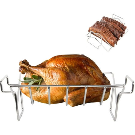 HEIBIN Large stainless steel v-shaped turkey grill for smoking and ...