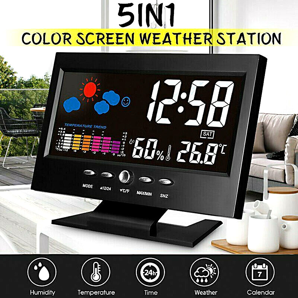 Miuline Atomic Desktop Clock With Color Display With Calendar Day Of 
