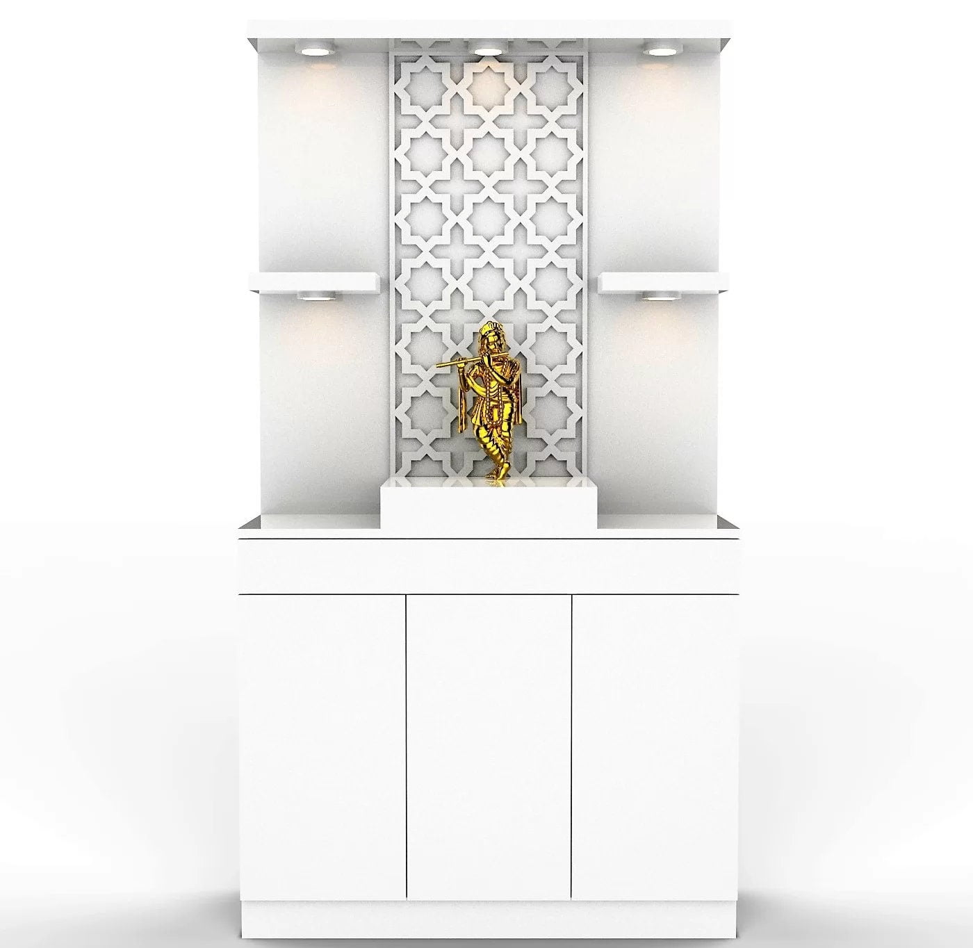 Designer Wooden White Temple with LED Light for Home and Office|Home ...