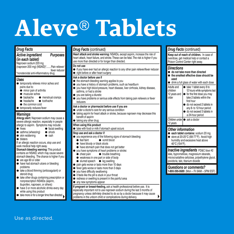 Aleve Tablets Label