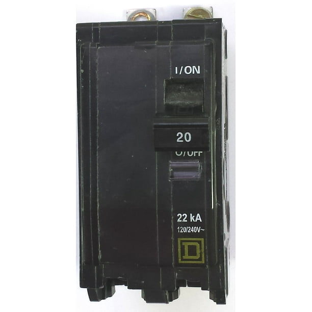 SQ D QOB220VH 20A 2P 120/240V 22KAIC BOLT-ON MOLDED CIRCUIT BREAKER ...