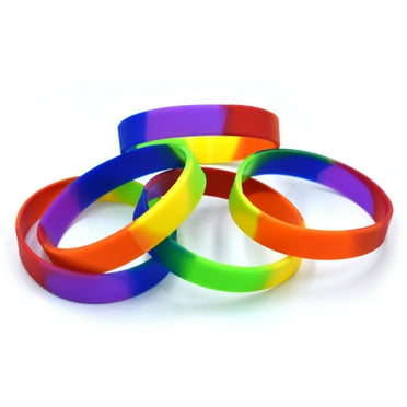 GOGO 10 Pcs Adjustable Rainbow Pride Silicone Bracelets, LGBTQ ...
