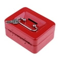 Cash Box Red Portable Crate with Key Metal , Money Box Storage 5.04 x 3 ...