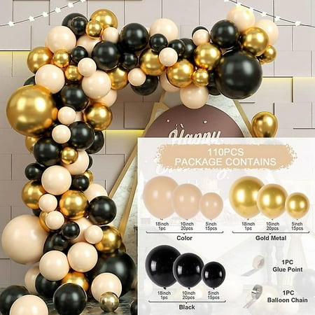 Black Gold Balloon Garland Arch Kit Confetti Latex Balloon 30th 40th ...