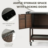 Grand Patio Outdoor Rolling Wicker Bar Car with Wheels, Dark Brown, 36 ...
