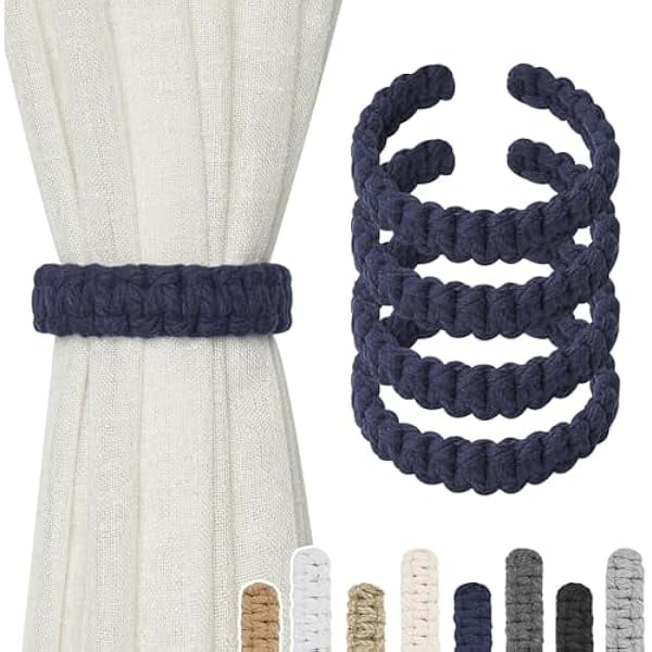 Click here for W3lian 4 Pack Natural Cotton Rope Curtain Tiebacks... prices
