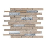 Sample - Beige Sand Sina Pearl Marble Stone Silver Foiled Glass Mosaic ...