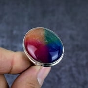 Rainbow Quartz Oval Statement Ring in 925 Sterling Silver – Handmade ...