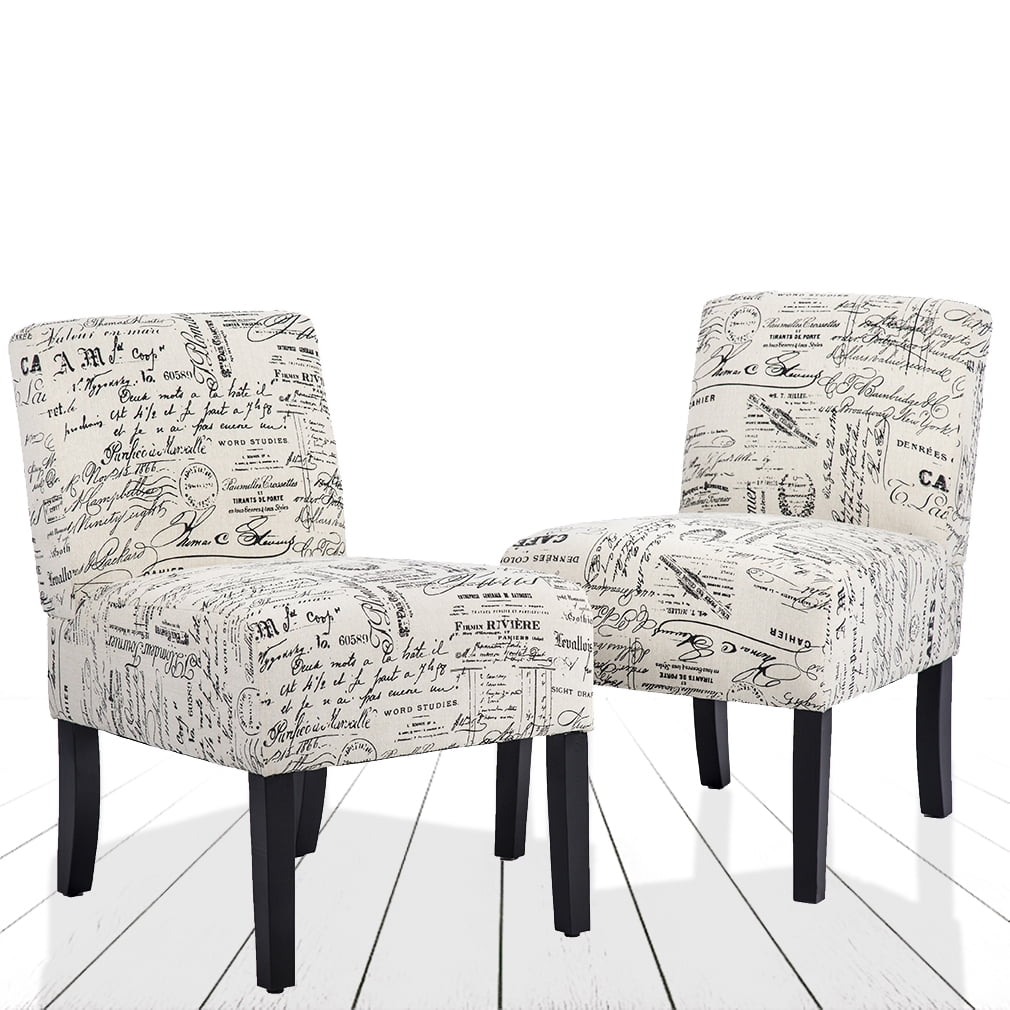 Contemporary Accent Chair Linen Upholstered Dining Chairs Set Of 2