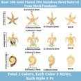 6Pcs 6 Styles Natural Mixed Shell Pendants with Ion Plating(IP) 304 ...