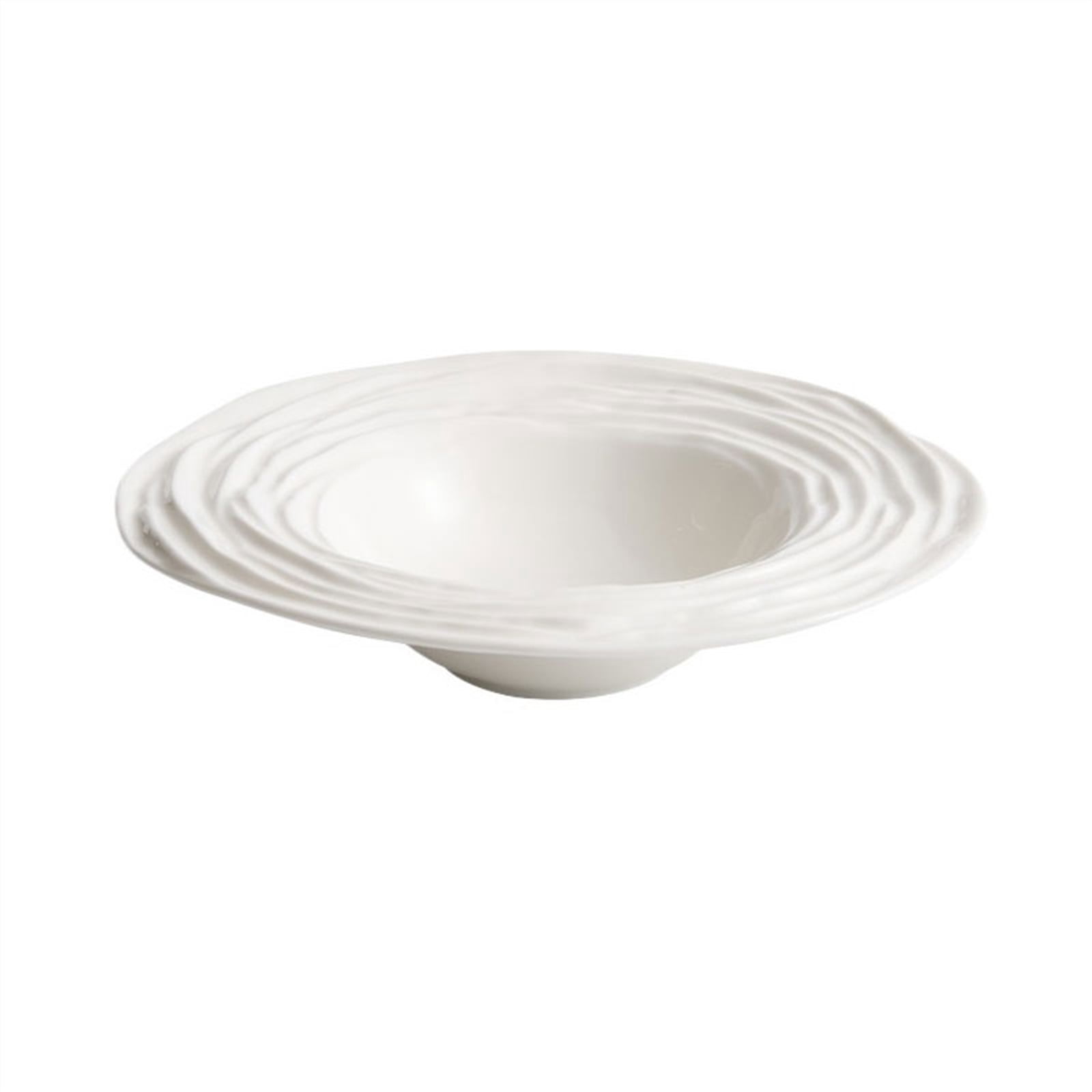Straw Hat Plate Large White Ceramic Wave Pattern Vegetable Plate ...