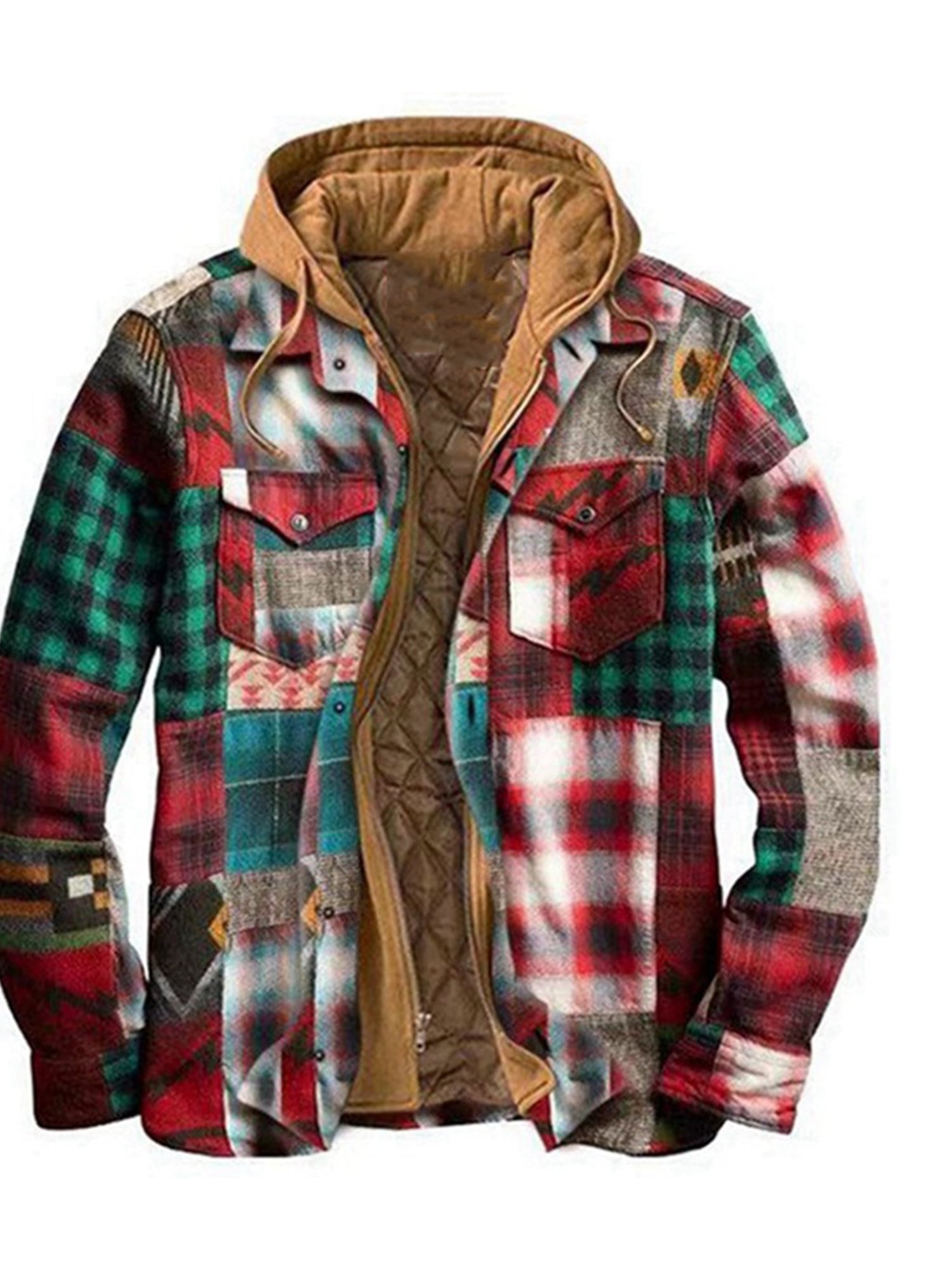 Avamo Sherpa Lined Hooded Jacket Coats For Men Winter Warm Fleece Lined ...