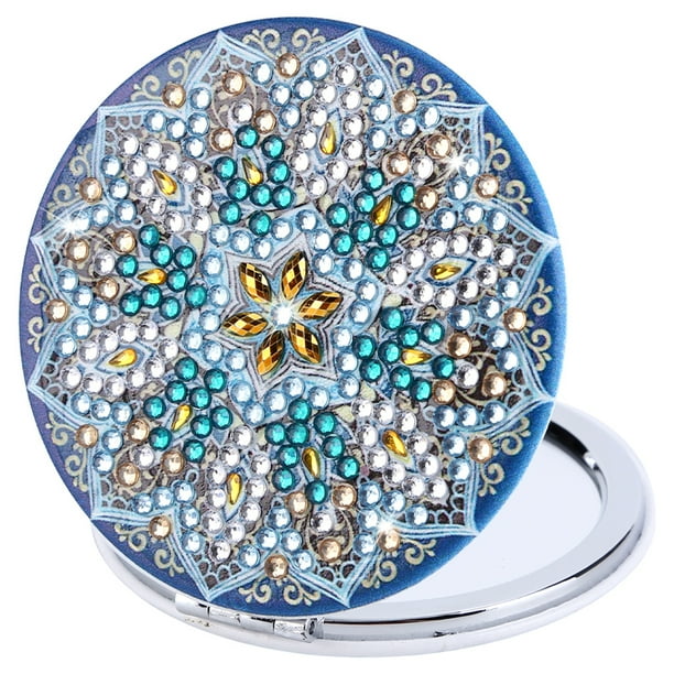 Bricolaje diamante pintura maquillaje espejo espejo de bolsillo doble ...