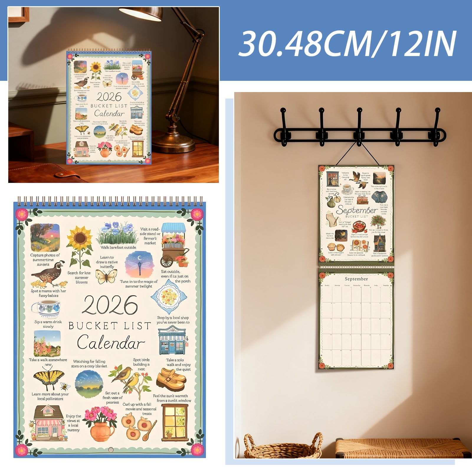 Click here for Clthnxya 2026 Bucket List Wall Calendar 12-Inch Vi... prices