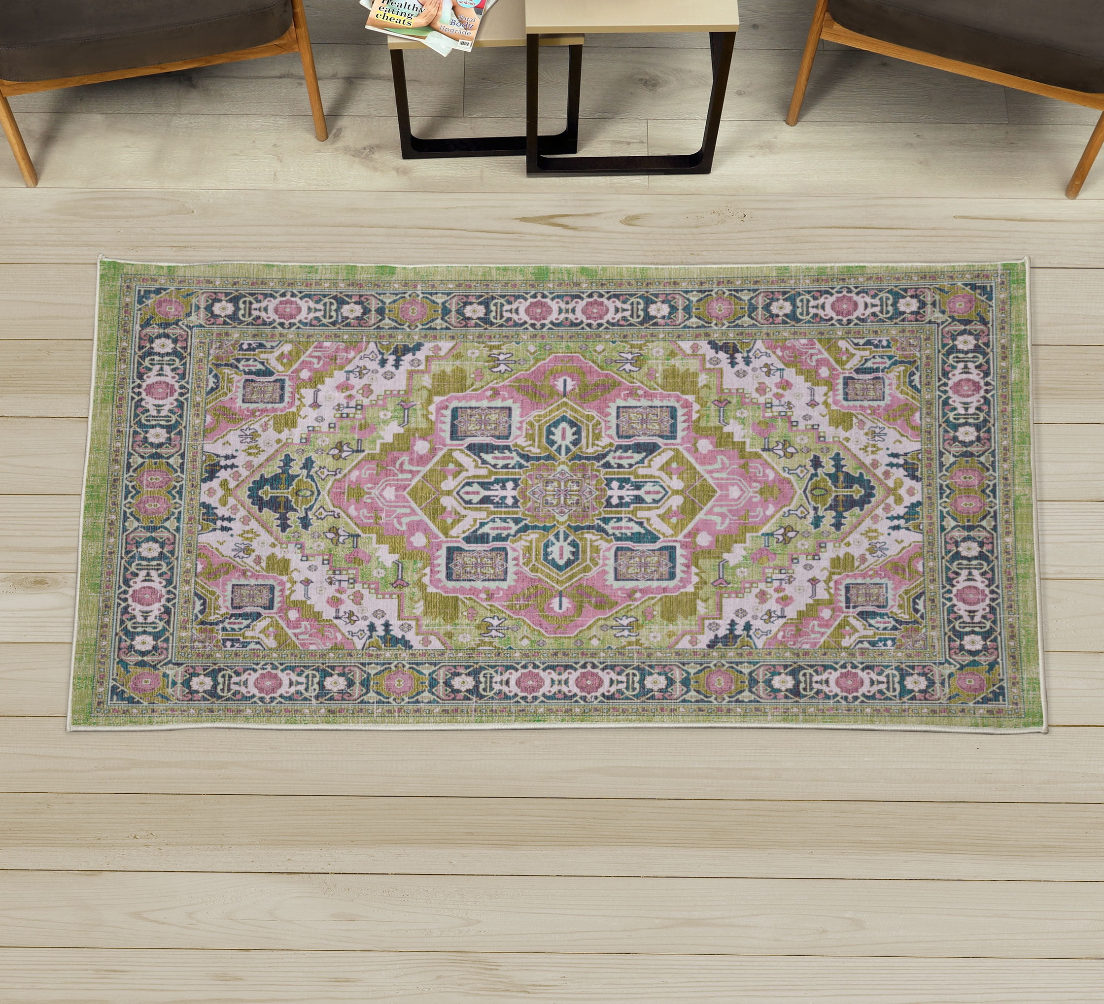 Ethnic Decorative Rug, Bohemian Retro Themed Floral Detail Cultural ...