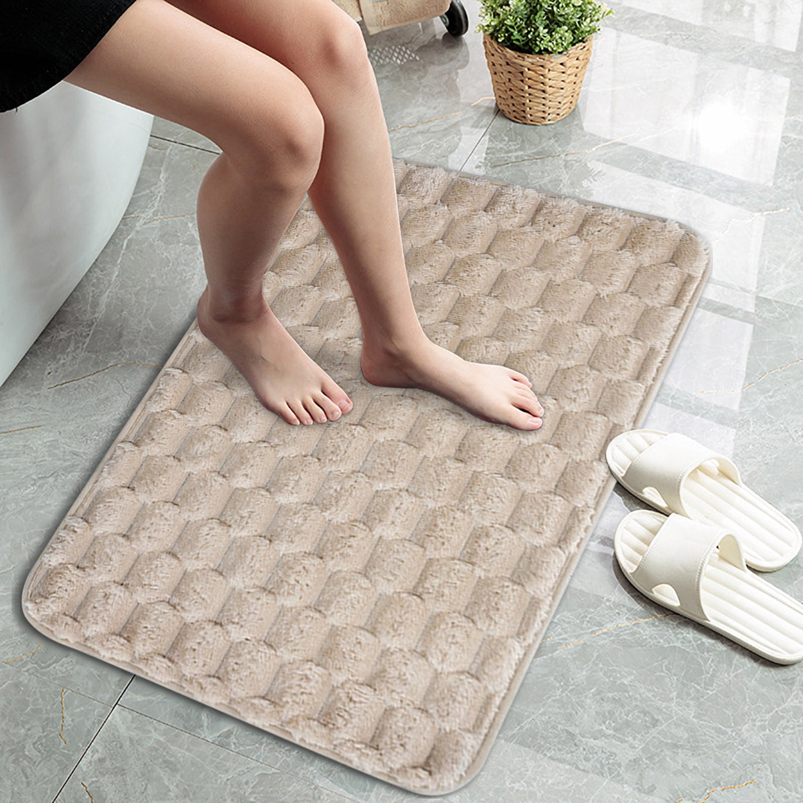 LSLJS Solid Color Floor Mats Thickened Non-slip Foot Mats Bathroom ...
