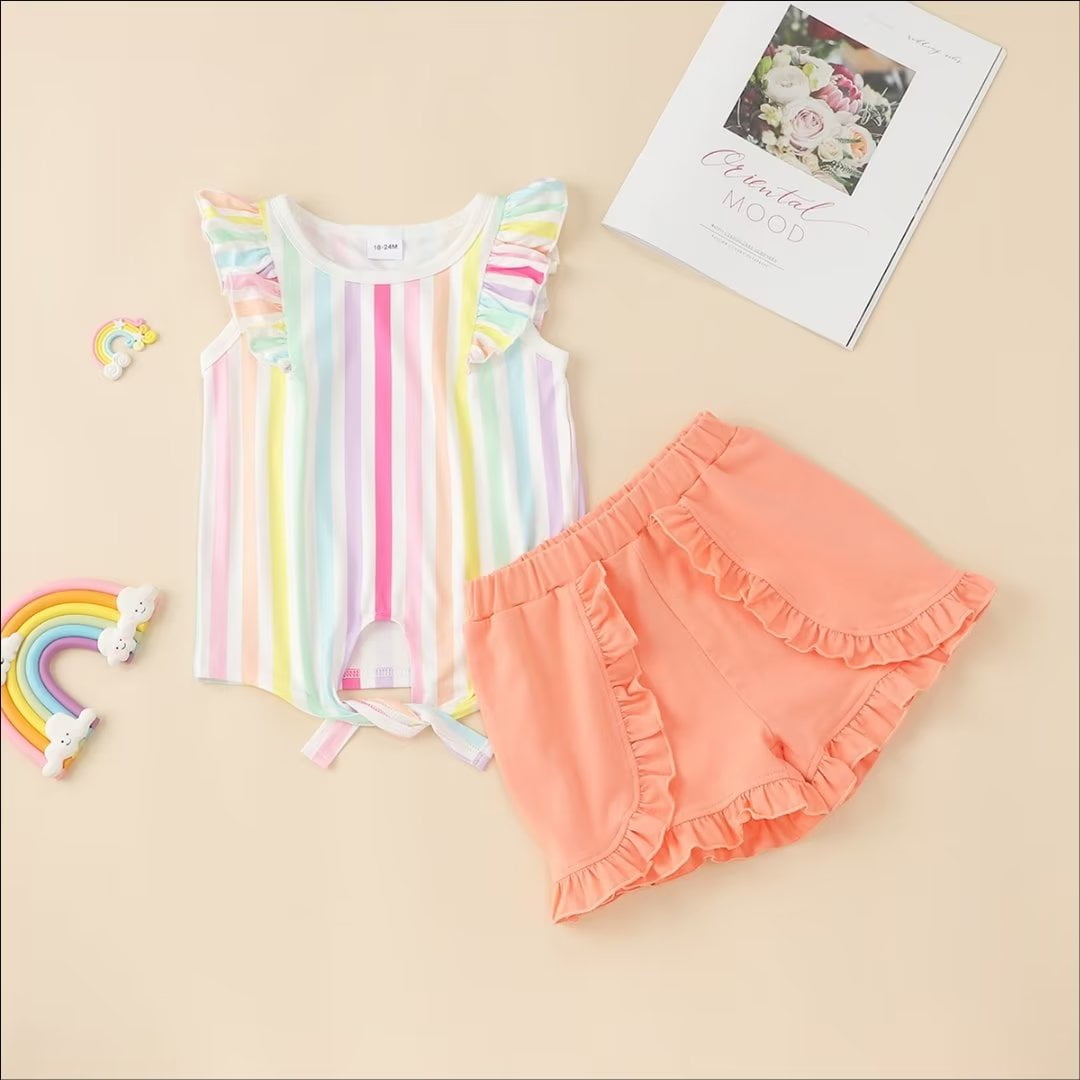 YEEDISON Baby Clothes Toddler Girl Clothes 2 Pcs Sets Colorful Rainbow ...