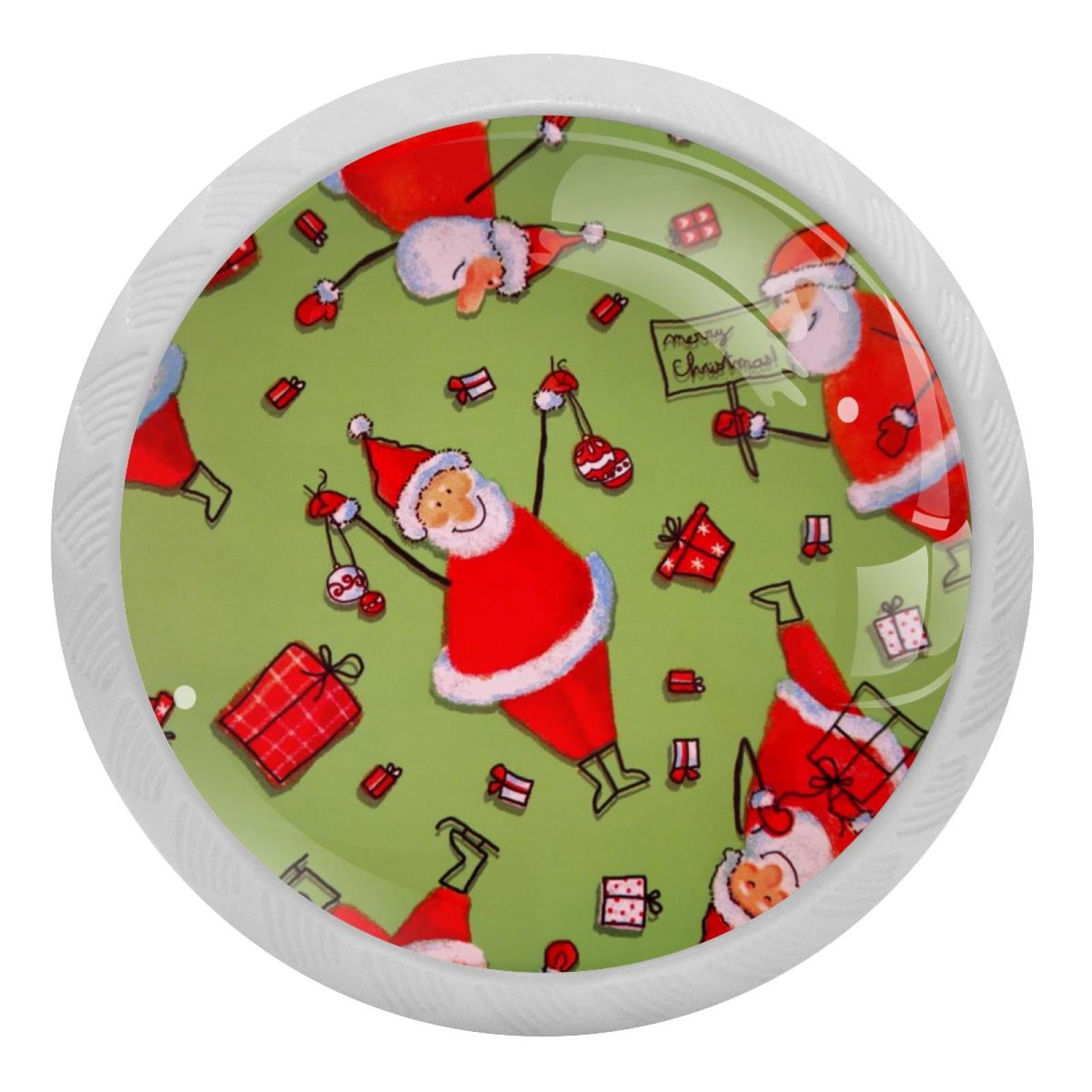 4PCS Round Santa Claus Cabinet Fluorescence Knob Glowing in the Dark ...