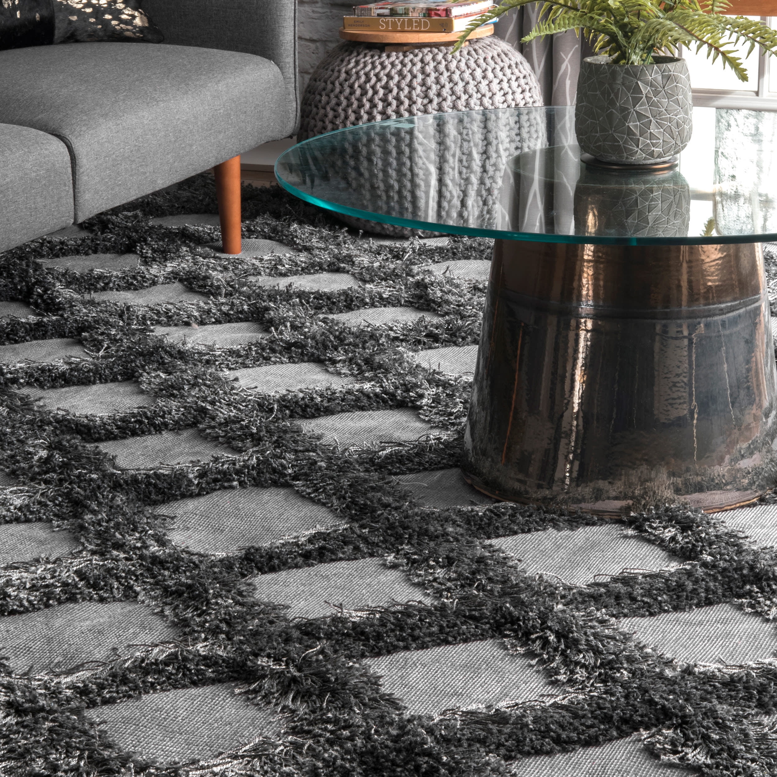 nuLOOM Francene Diamond Trellis Shaggy Area Rug - Walmart.com