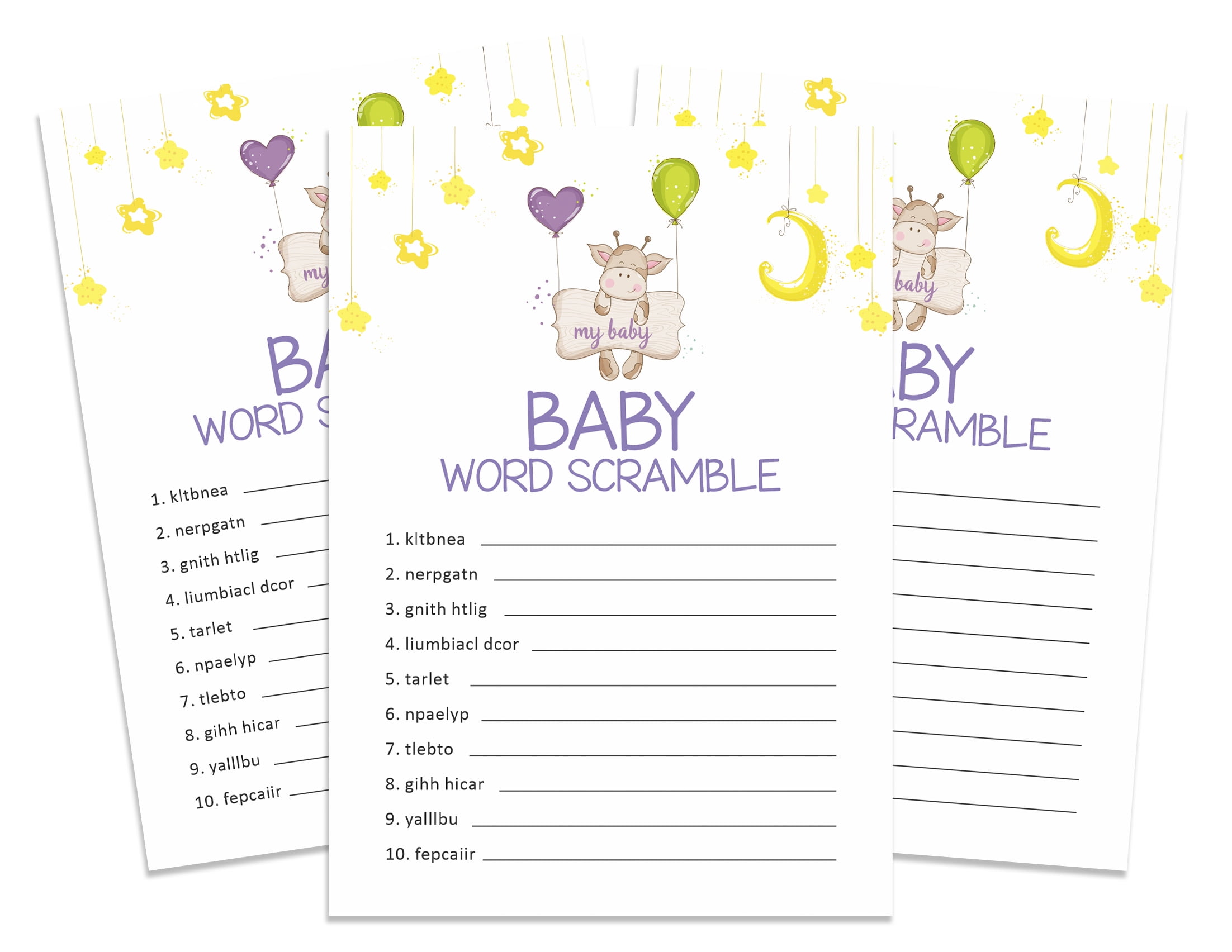 Inkdotpot Pack of 50, Boy/Girl Baby Shower Party Collection, Word ...