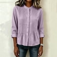 Antinious Ladies Round Neck Solid Long Sleeve Button Everyday Casual ...