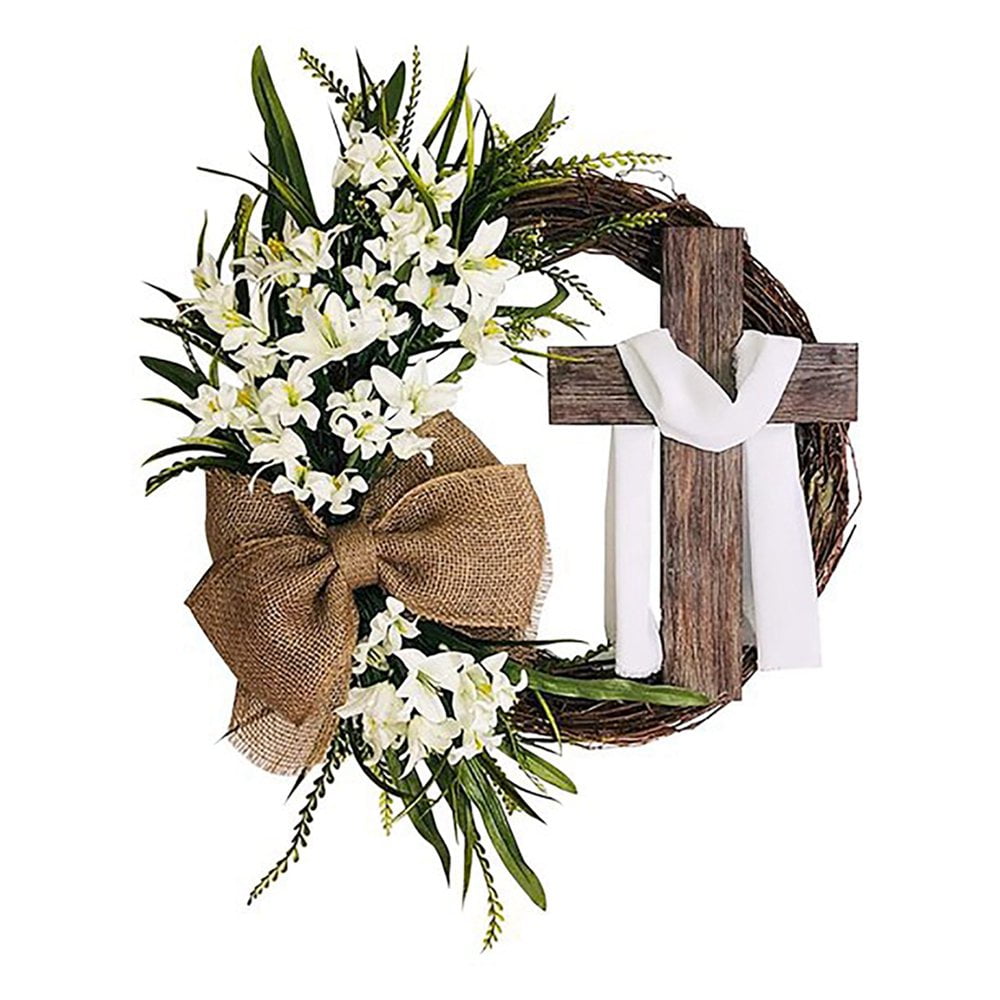 Click here for Generic 18 Inch Easter Wreath With Cross Burlap Bo... prices