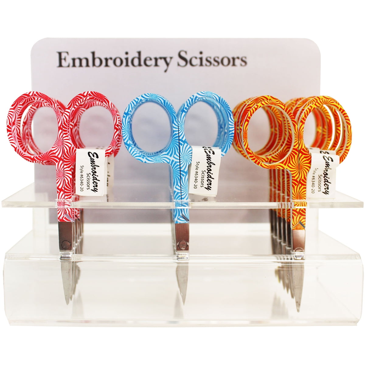 Allary Patterned Handle Embroidery Scissors 4" 18pc Display-Optical ...