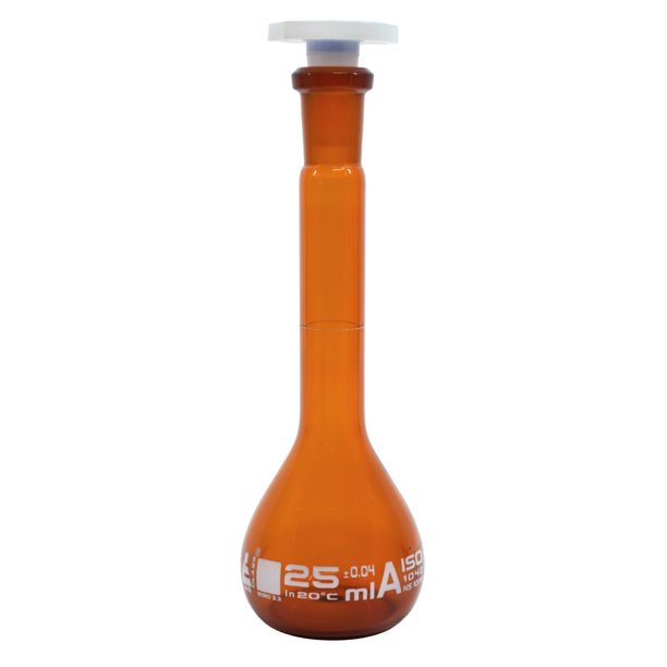 Volumetric Flask, 25ml - Amber - Fitted with 10/19 Polypropylene ...
