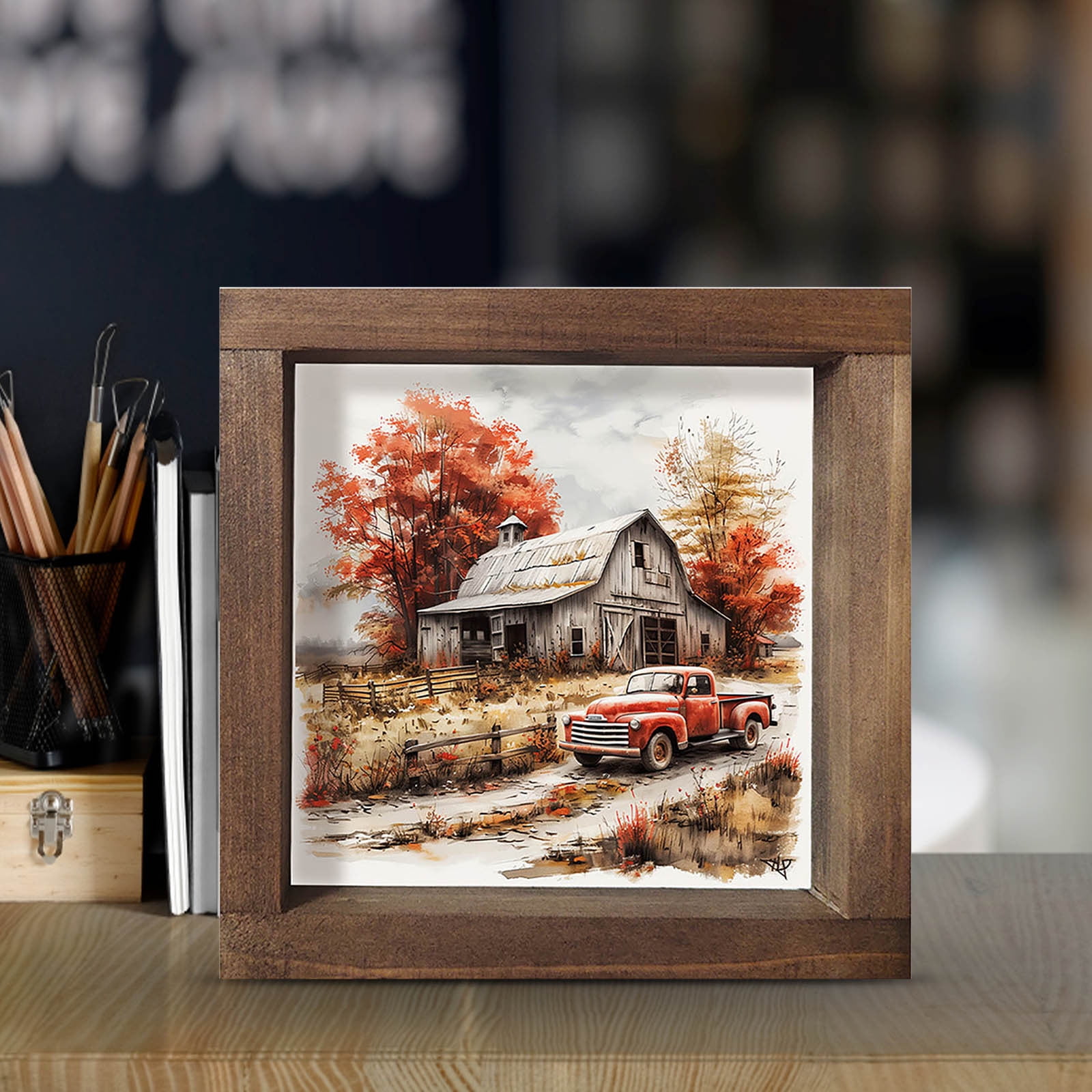 Click here for Riforla Farmhouse Canvas Wall Art Red Old Tractor... prices